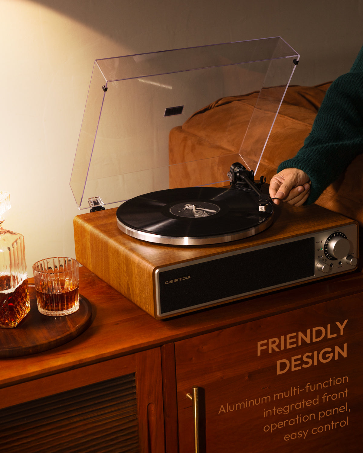 Qlearsoul ONE-S Vinyl Record Player with Bluetooth Input/Output, All-i